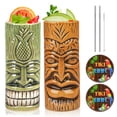 YooYuuk Tiki Glasses for Cocktails, Ceramic Tiki Mugs Set, Hawaiian ...