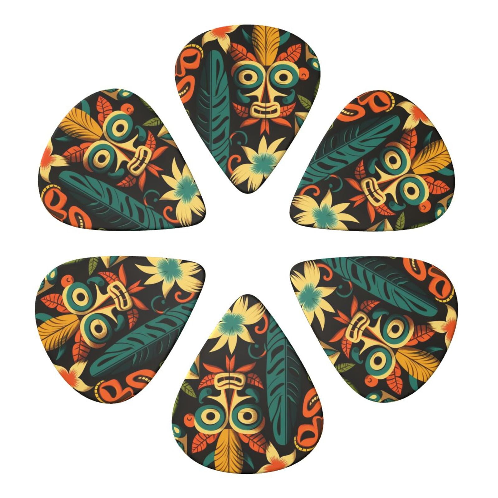 Tiki Hawaiian Retro Guitar Pick 6 Pack for Bass Acoustic Electric ...