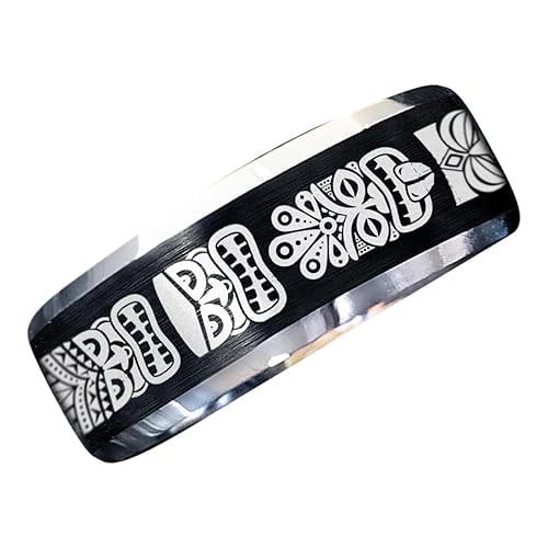 Tiki Head Faces Ring Polynesian Wedding Band Tiki King Totem Engagement ...