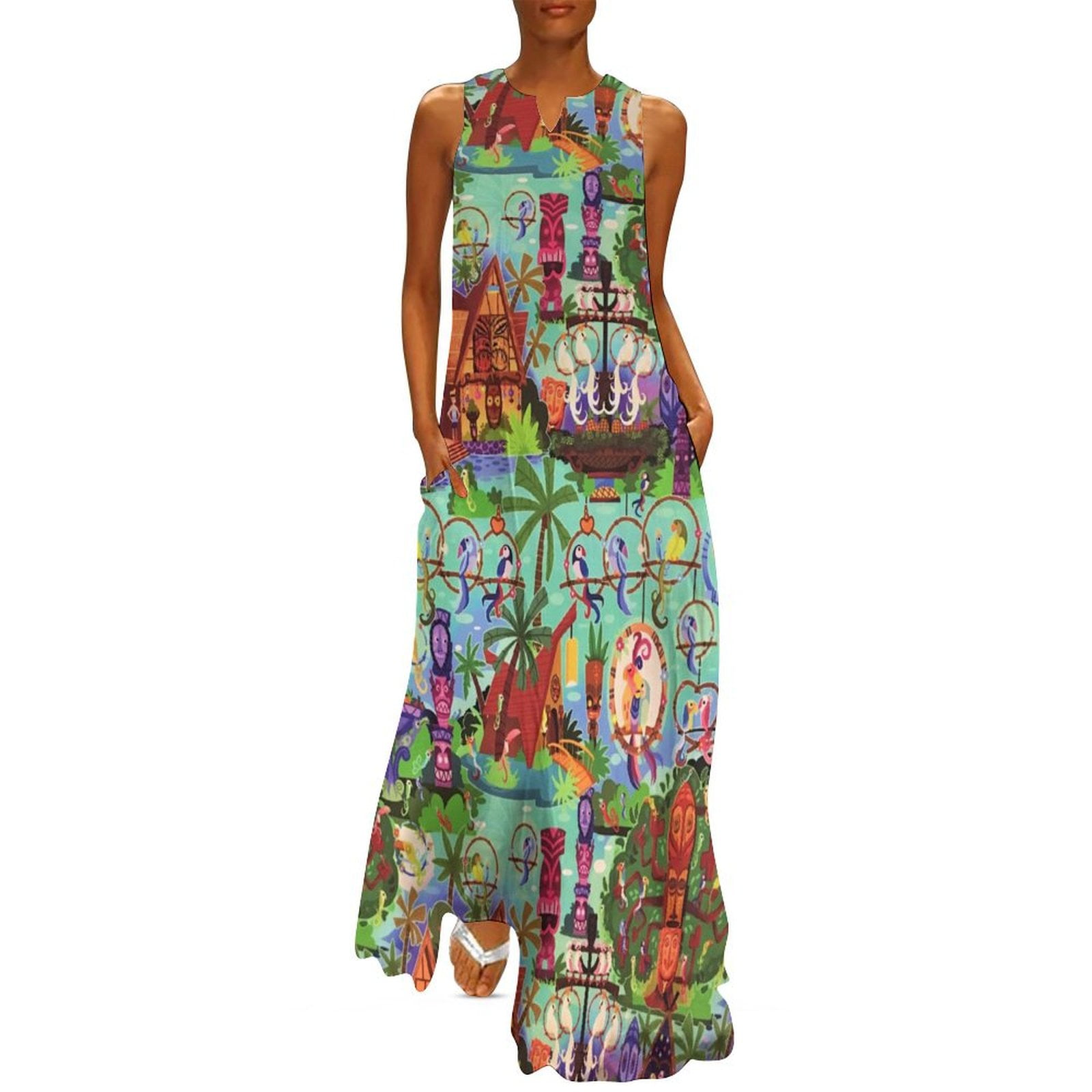 Tiki Hut Vintage Retro Art Long Dress Luxury Woman Evening Dress Long ...