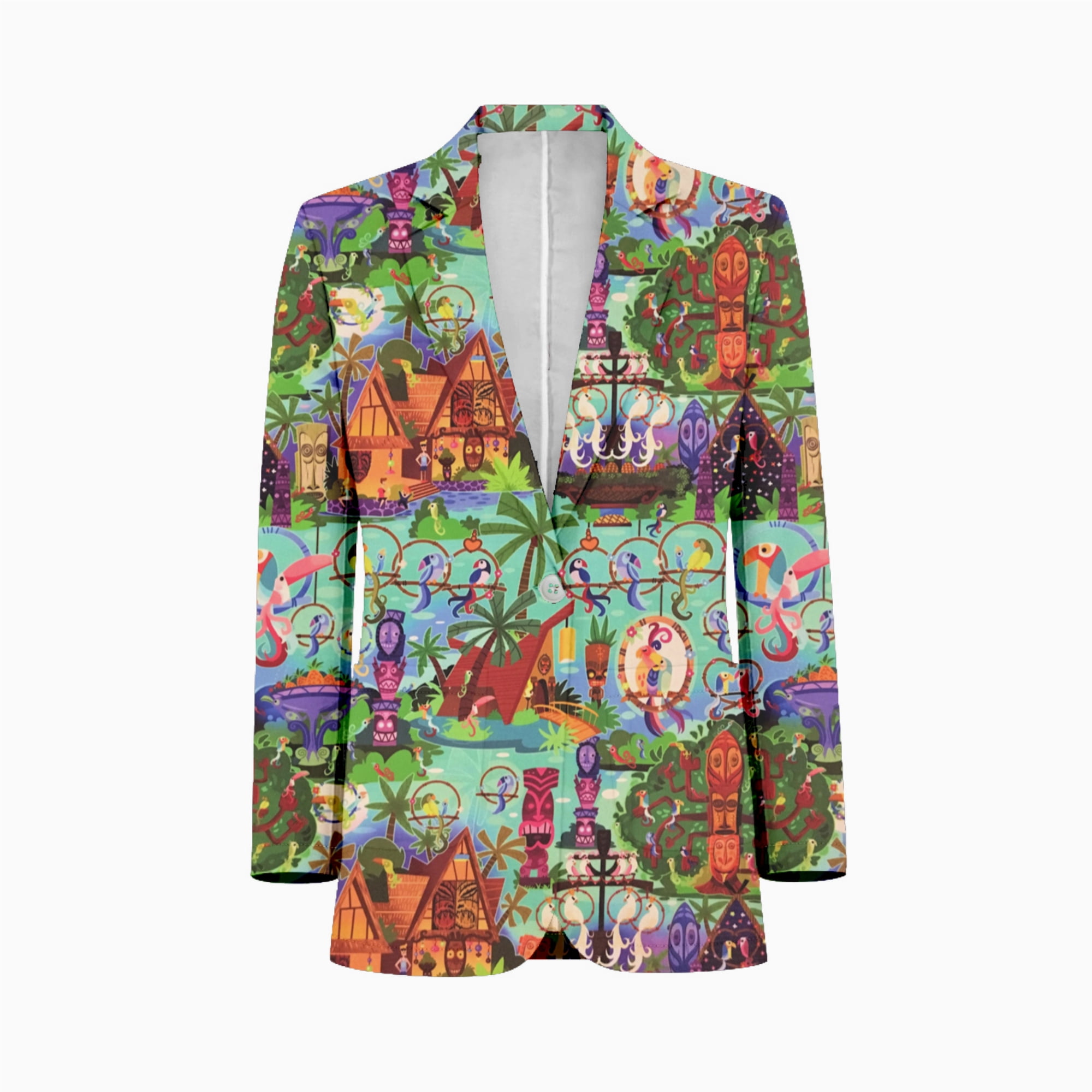 Tiki Hut Vintage Retro Art Mens Suits Shawl Collar Slim Fit Suit Mens ...