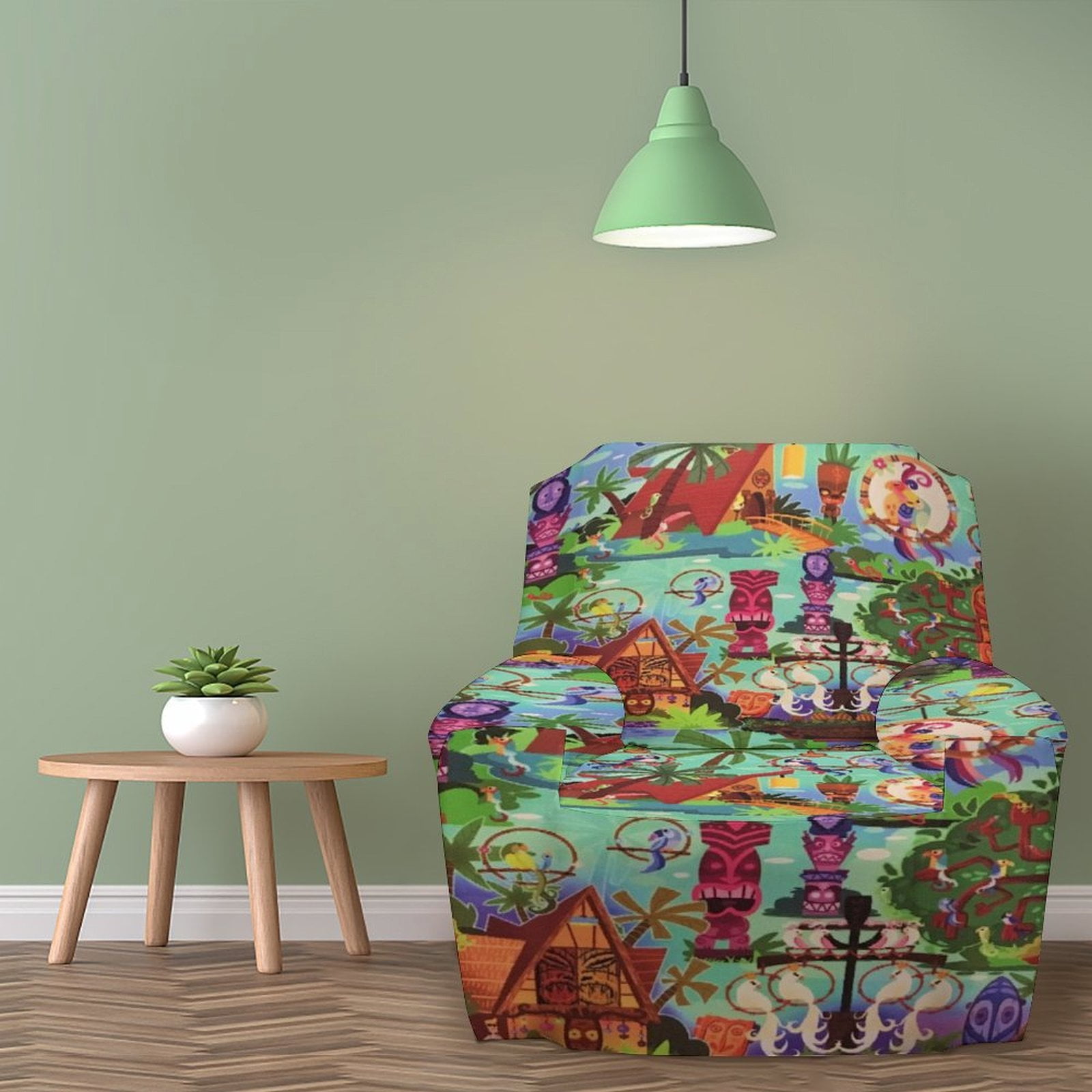 Tiki Hut Vintage Retro Art Single Sofa Cover Simple Anti-Cat Scratch ...