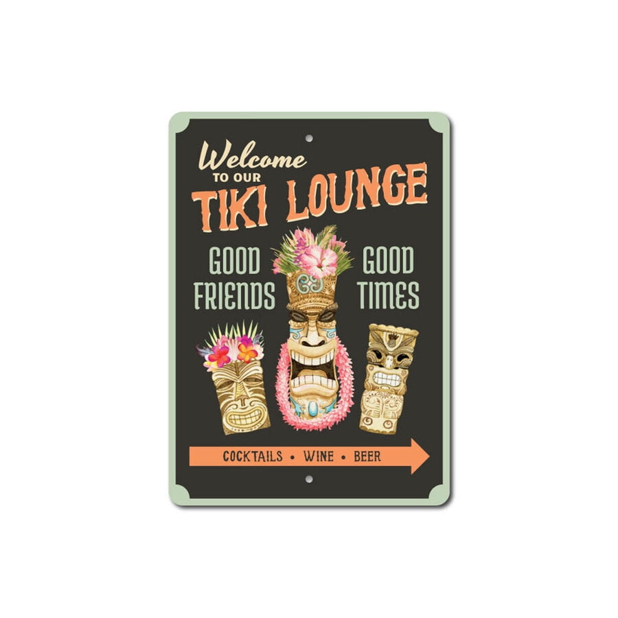 Tiki Lounge Sign Tiki Men Decor Tiki Statues Sign Size: 16 x 12 Inch ...