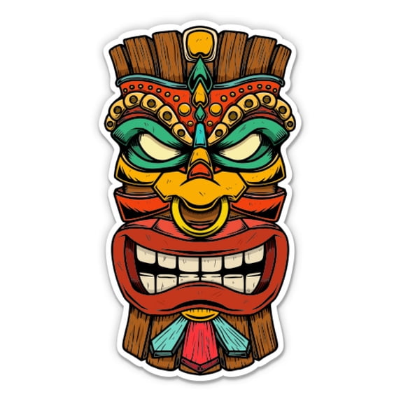 Tiki Man Hawaii Islands - 3" Vinyl Sticker - For Car Laptop Water ...