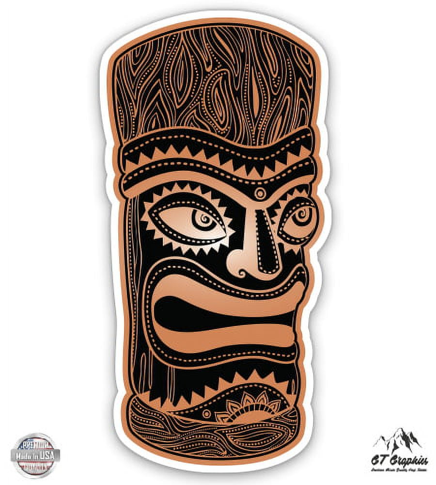 Tiki Mask - 8" Vinyl Sticker - For Car Laptop I-Pad - Waterproof Decal ...