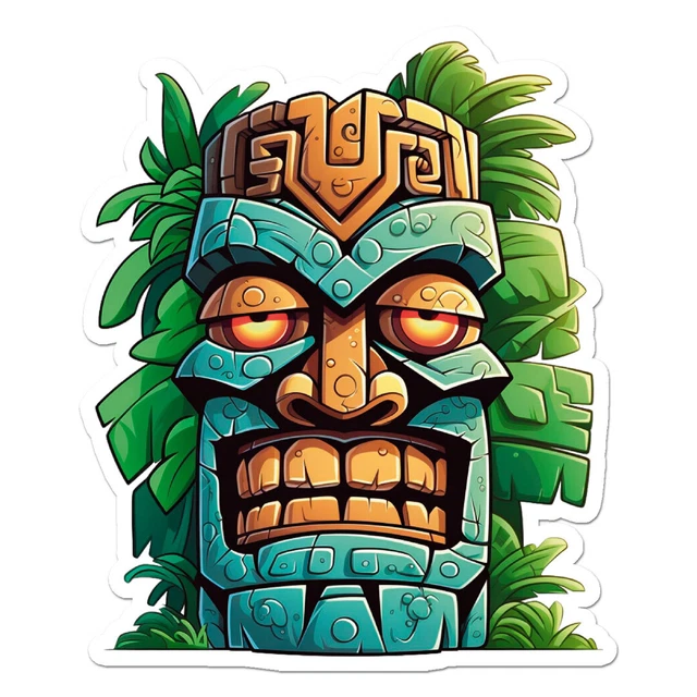 Tiki Statue Sticker Phone Decal Water Bottle Stickers Car Decals ...