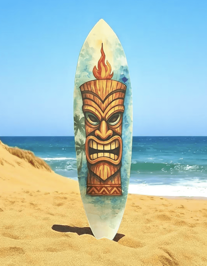 Tiki Surfboard Wall Art – Polynesian Tropical PVC Decor, Outdoor Tiki ...
