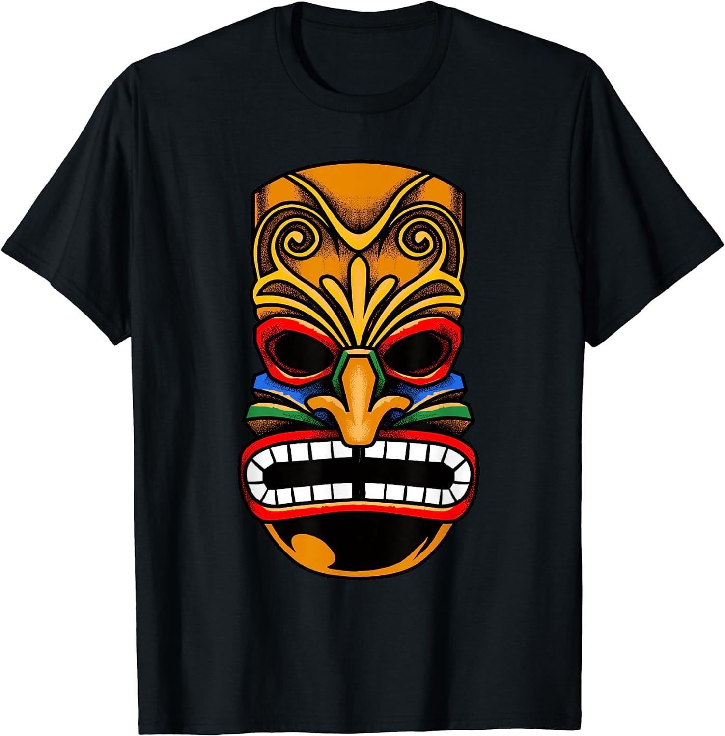 Tiki T-Shirt Hawaiian Vacation Luau Hawaii Tiki Mask Tee - Walmart.com