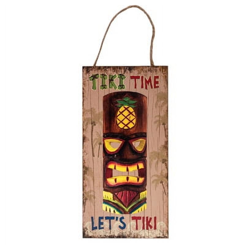 Tiki Time Hanging Tiki Mask Sign - Summer Tropical Tiki Bar Hawaii Mask ...