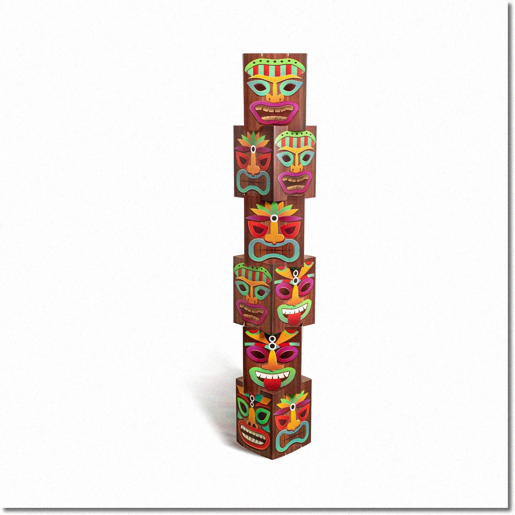 Tiki Totem Luau Party Kit - 6pcs 68.8" Tall Hawaiian Tiki Columns for ...