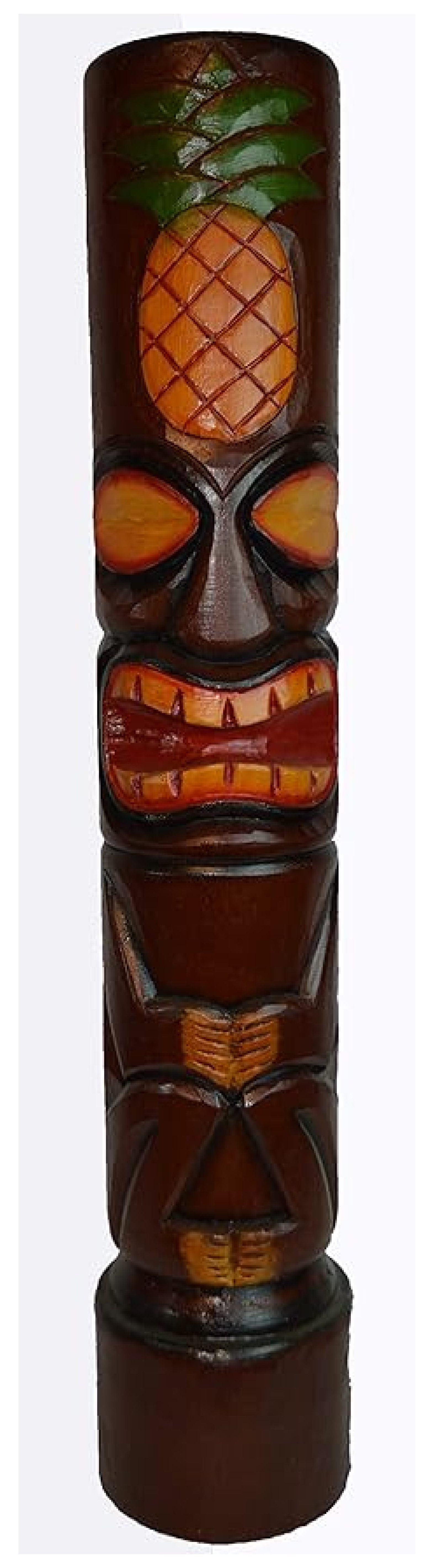 Tiki Totem Pole - 3ft Pineapple Statue - Hand Carved Tiki Decor for ...
