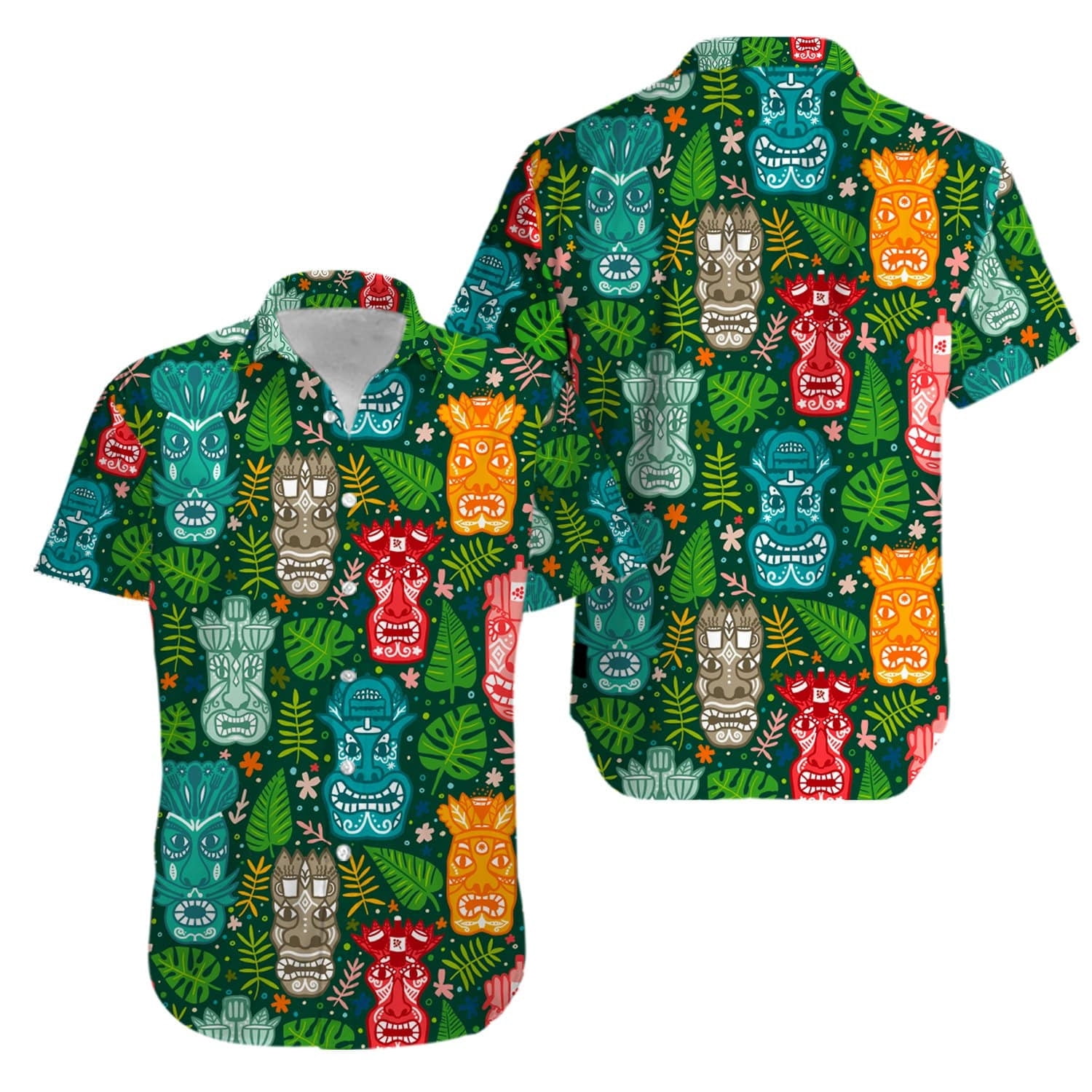 Tiki Tropical Green Aloha Hawaiian Shirts title - Walmart.com