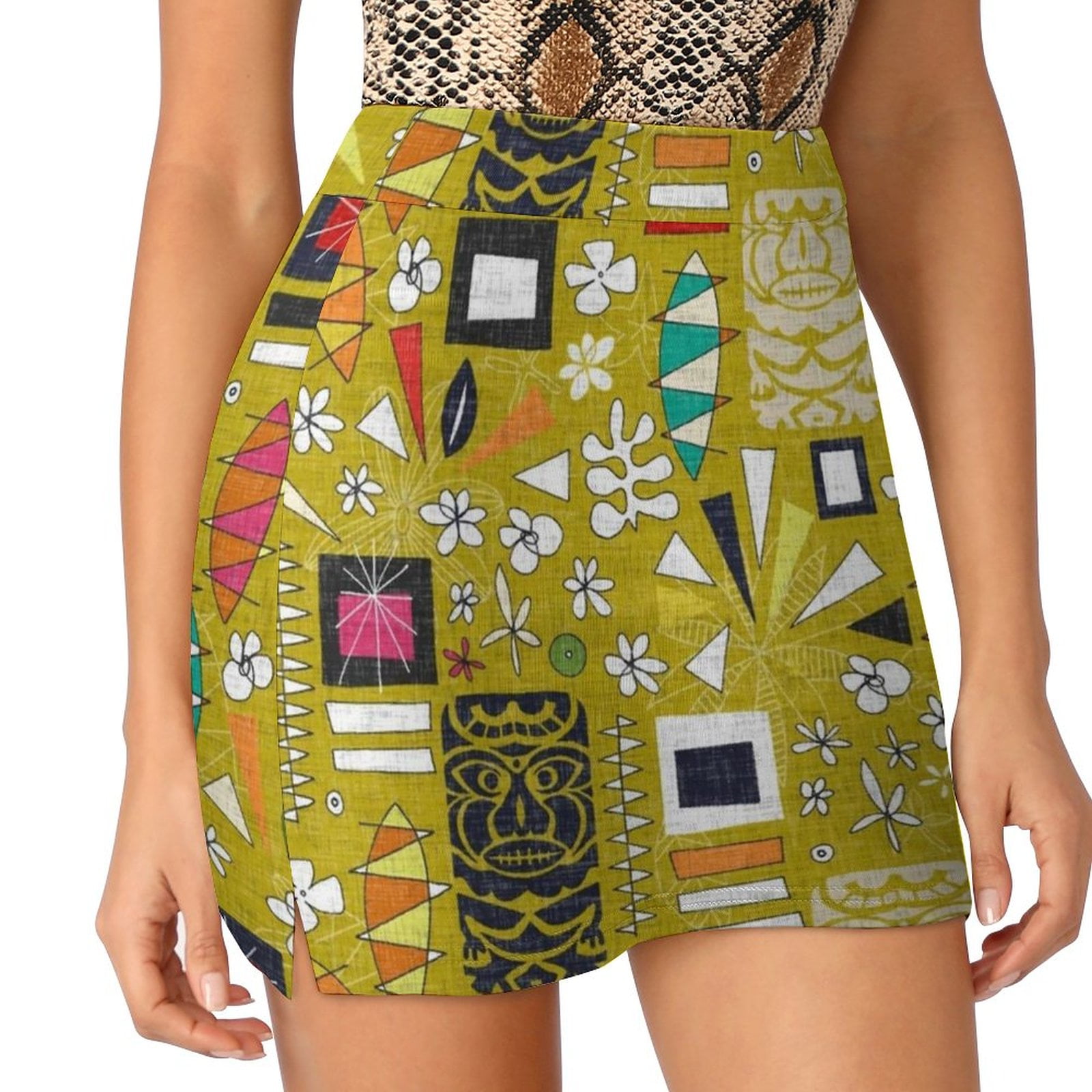 Tiki Yellow Skirts Woman Fashion 2025 Pant Skirt Mini Skirts Office ...