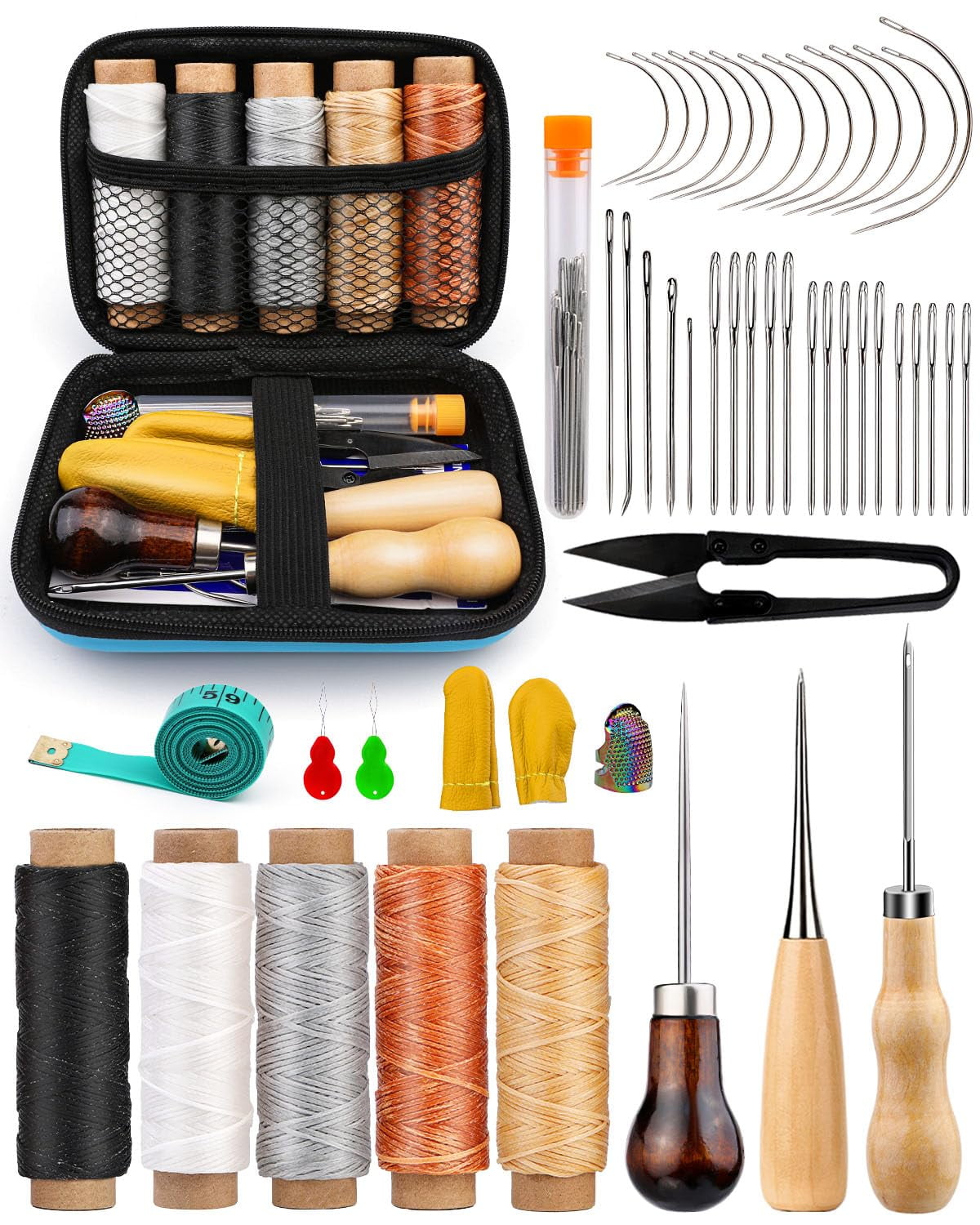 Tikjiua Leather Sewing Kit, Leather Large Eye Sewing Needles, Stitching ...