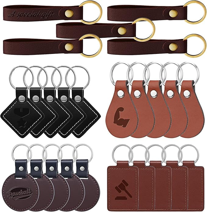 Tikjiua Various Shapes Leather Key Fob Kit - PU Leather Key Fobs with ...