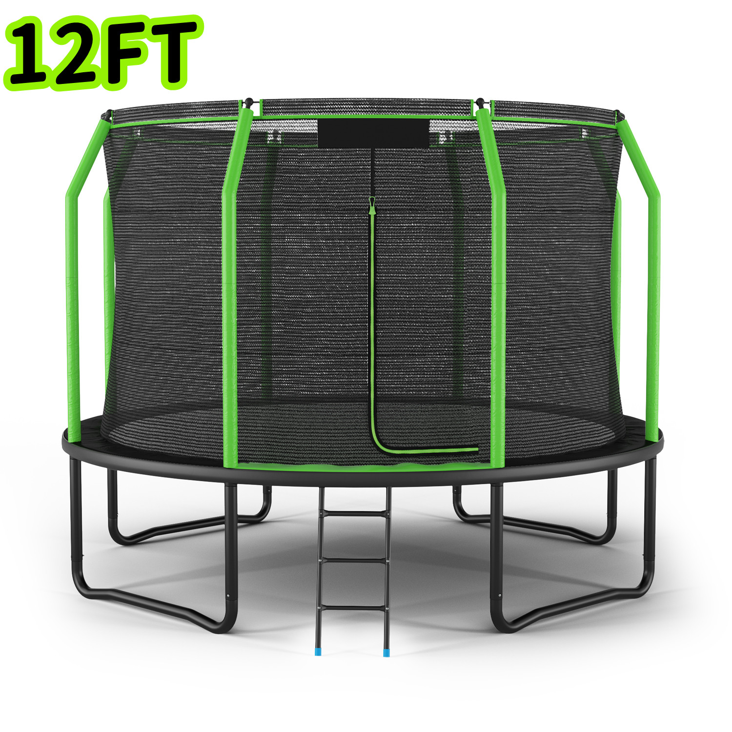 Outdoor Heights Round Trampoline with Safety Net Enclosure and Vinyl ...
