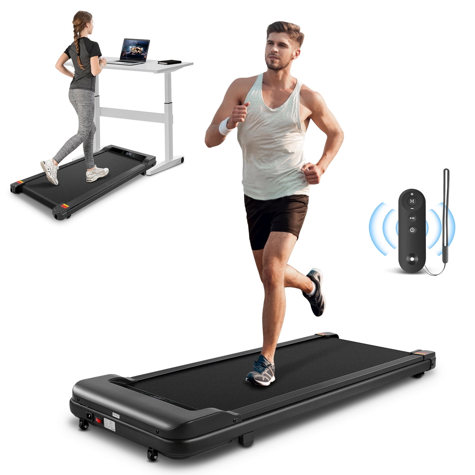 Walking Pad, 2.5HP Under Desk Treadmill with Remote Control and LED ...