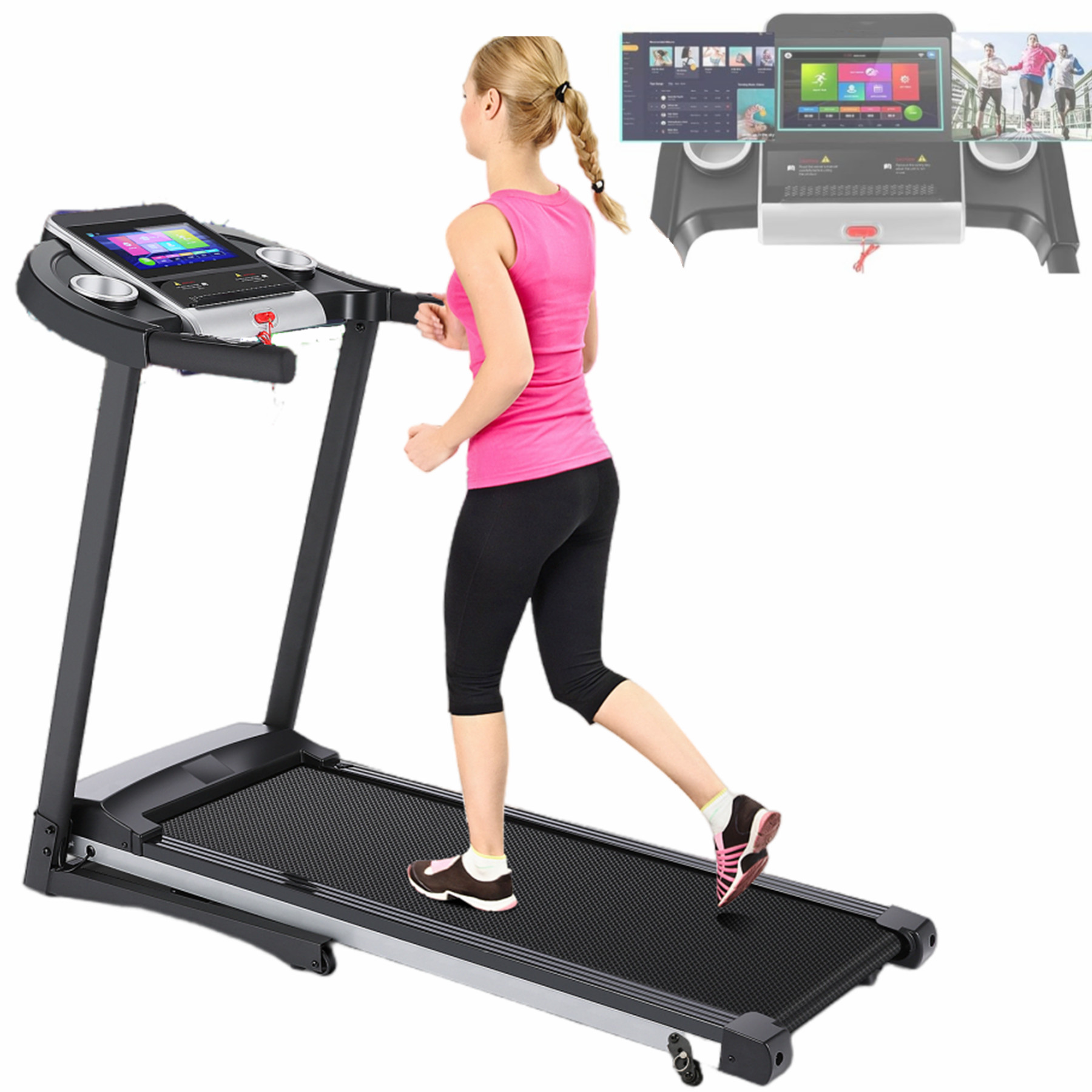 ASUNA Space Saving Treadmill, Motorized with Speakers for AUX Audio ...