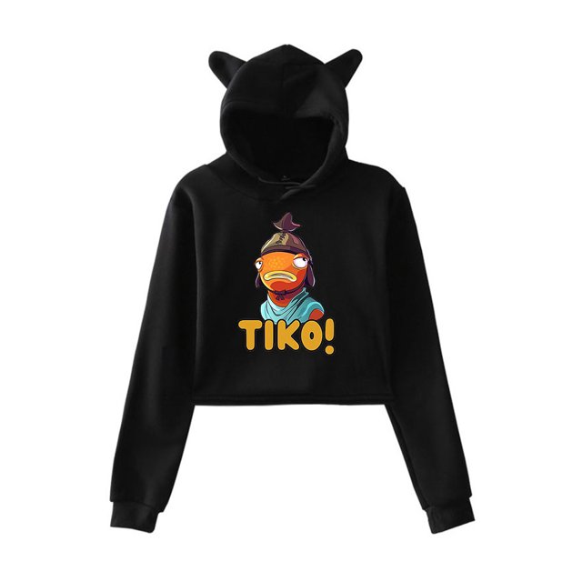 Tiko Sad Fishstick Merch Hoodies Sweatshirts for Girls Cat Ear Crop Top ...