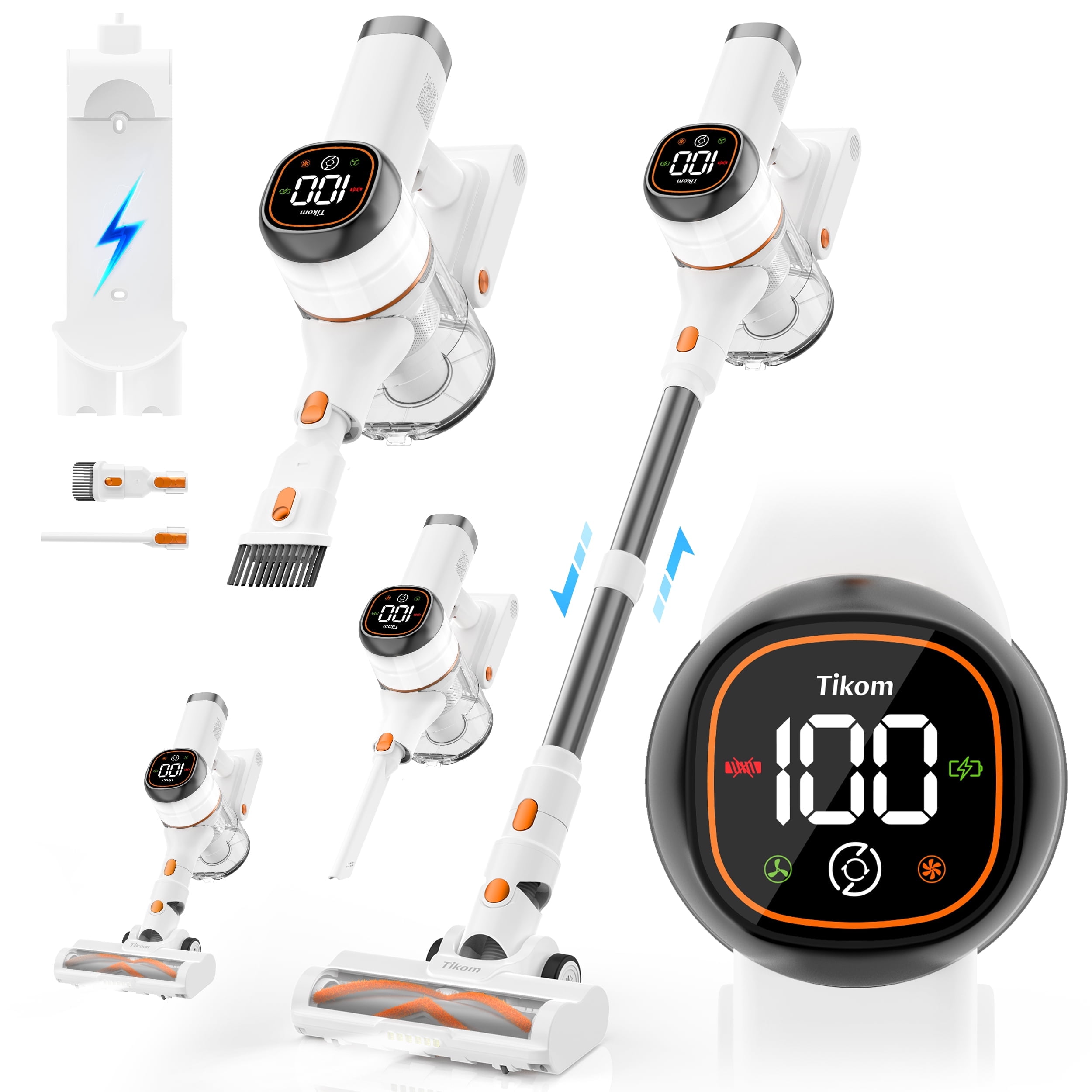 Tikom Cordless Vacuum Cleaner for Home with LED Touch Screen, V500 ...