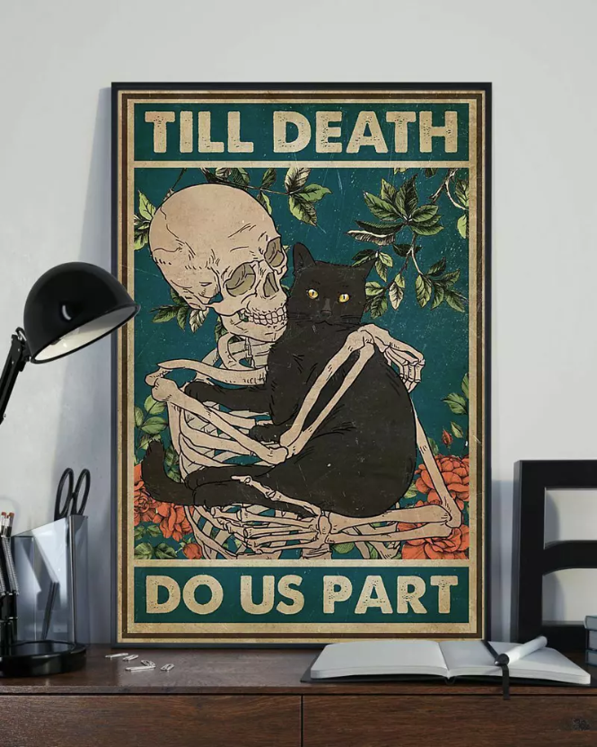 Til Death Do Us Part Skeleton and Black Cat Poster 24 x 36 Inch Poster - Walmart.com