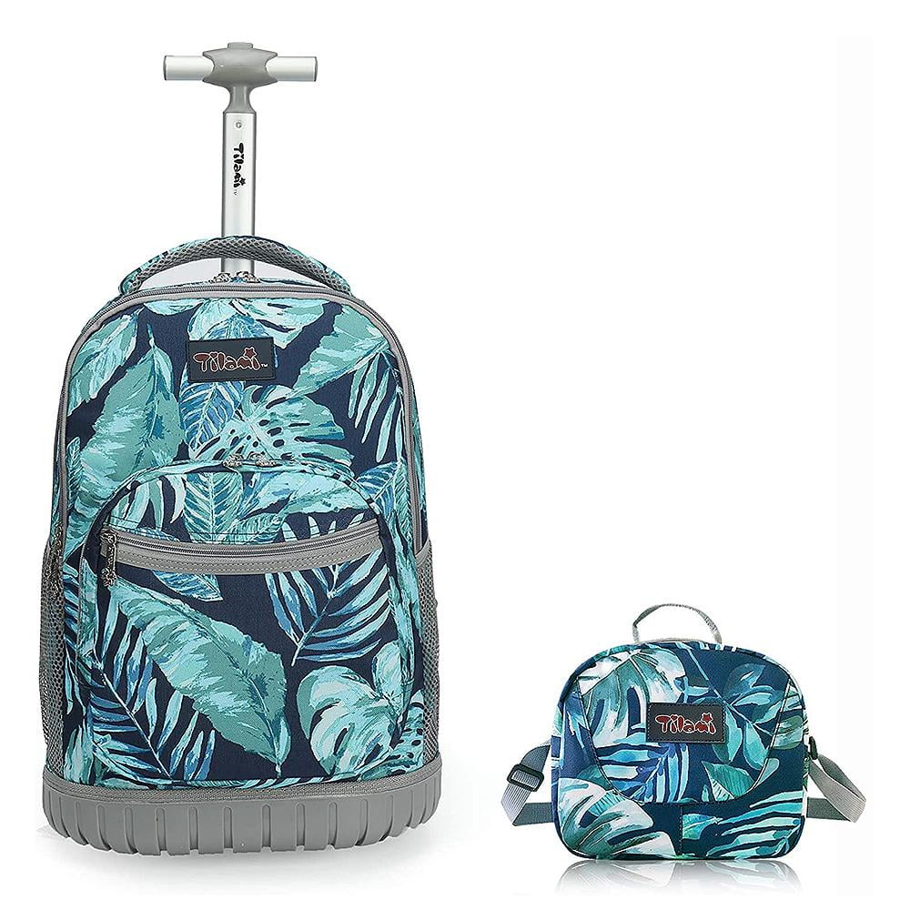 Tilami Kids School Wheeled 18 inch Rolling Backpack with Travel Lunch ...