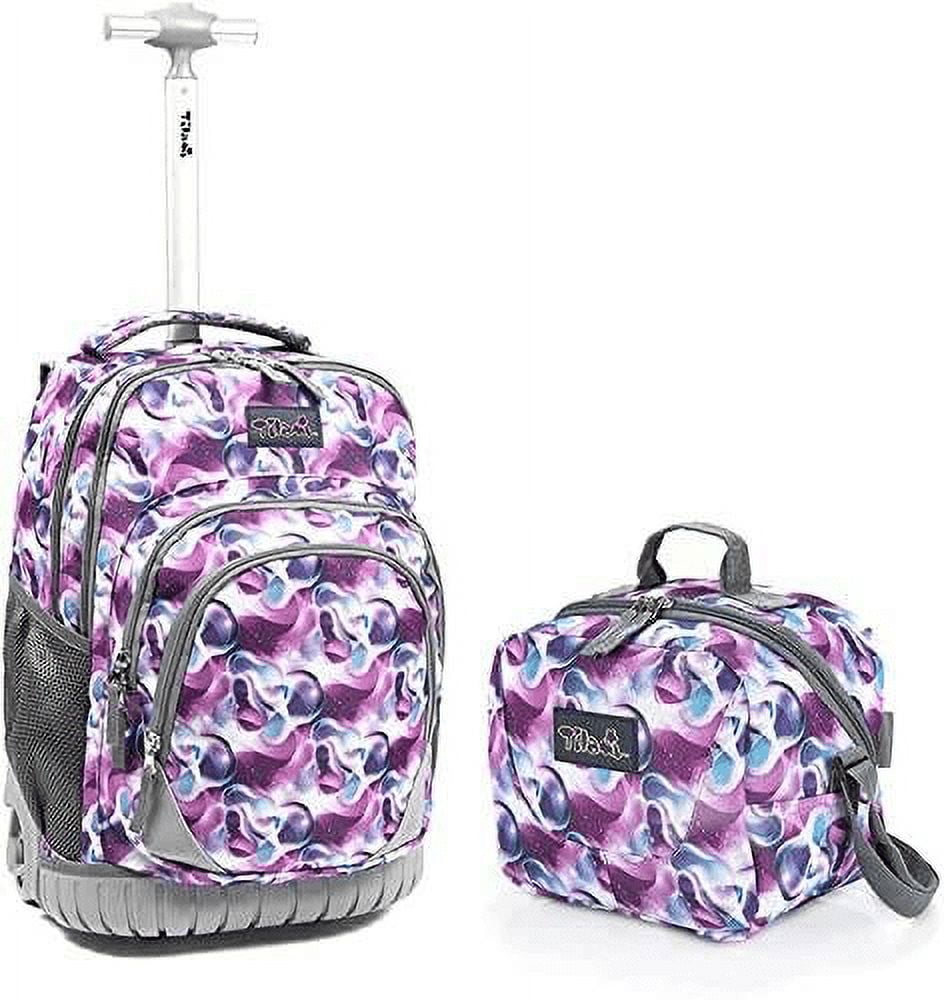 Tilami Purple Waves Rolling Backpack 18 Inch with Pencil Case - Walmart.com