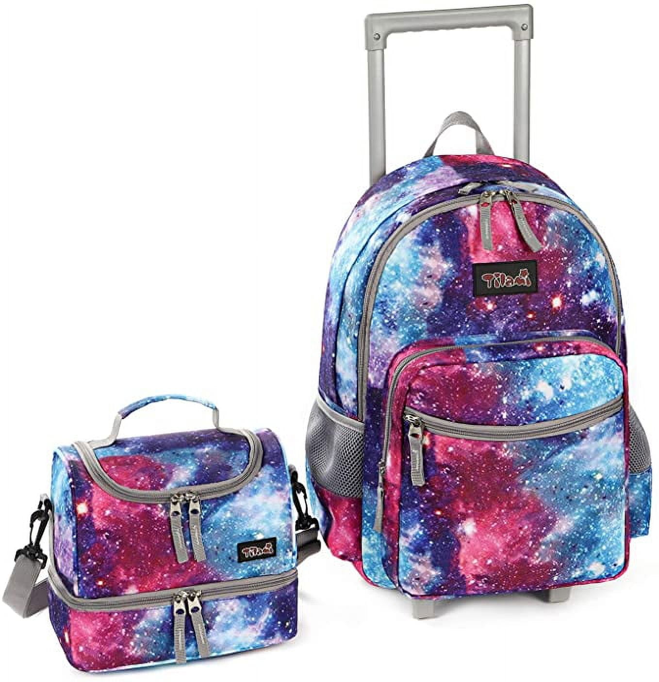 Tilami Unisex Large Capacity Durable Polyester Rolling Backpack, Blue ...