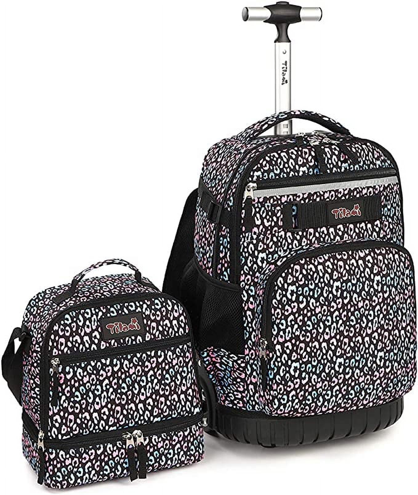Tilami Rolling Backpack 19 inch with Lunch Bag Wheeled Laptop Backpack ...
