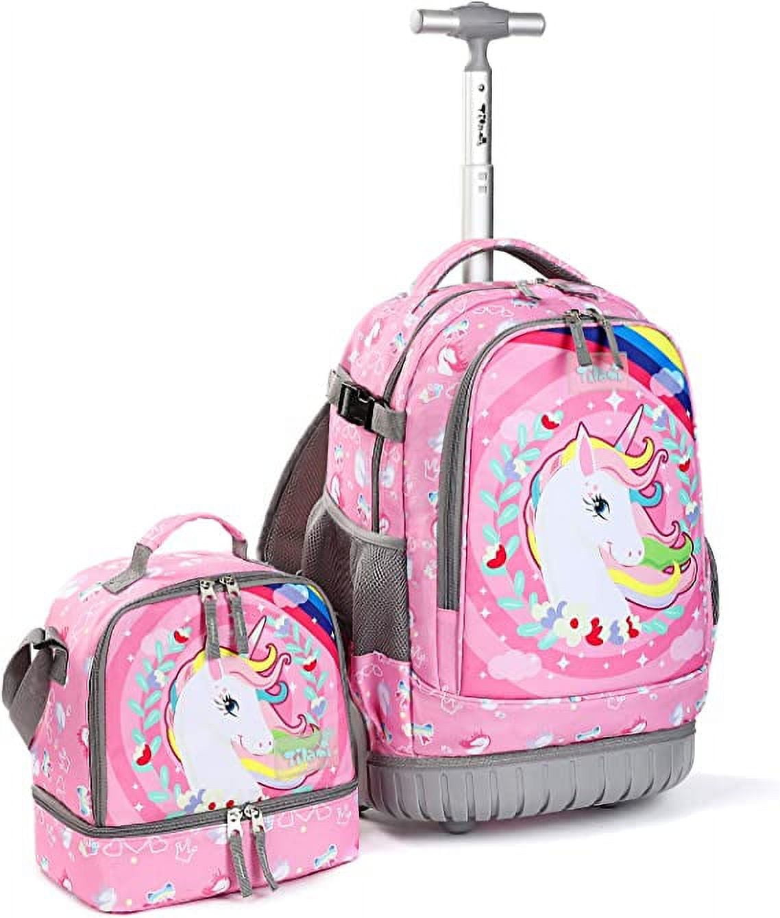 Tilami 19 inch Rolling Backpack & Lunch Bag, Wheeled Laptop Book ...