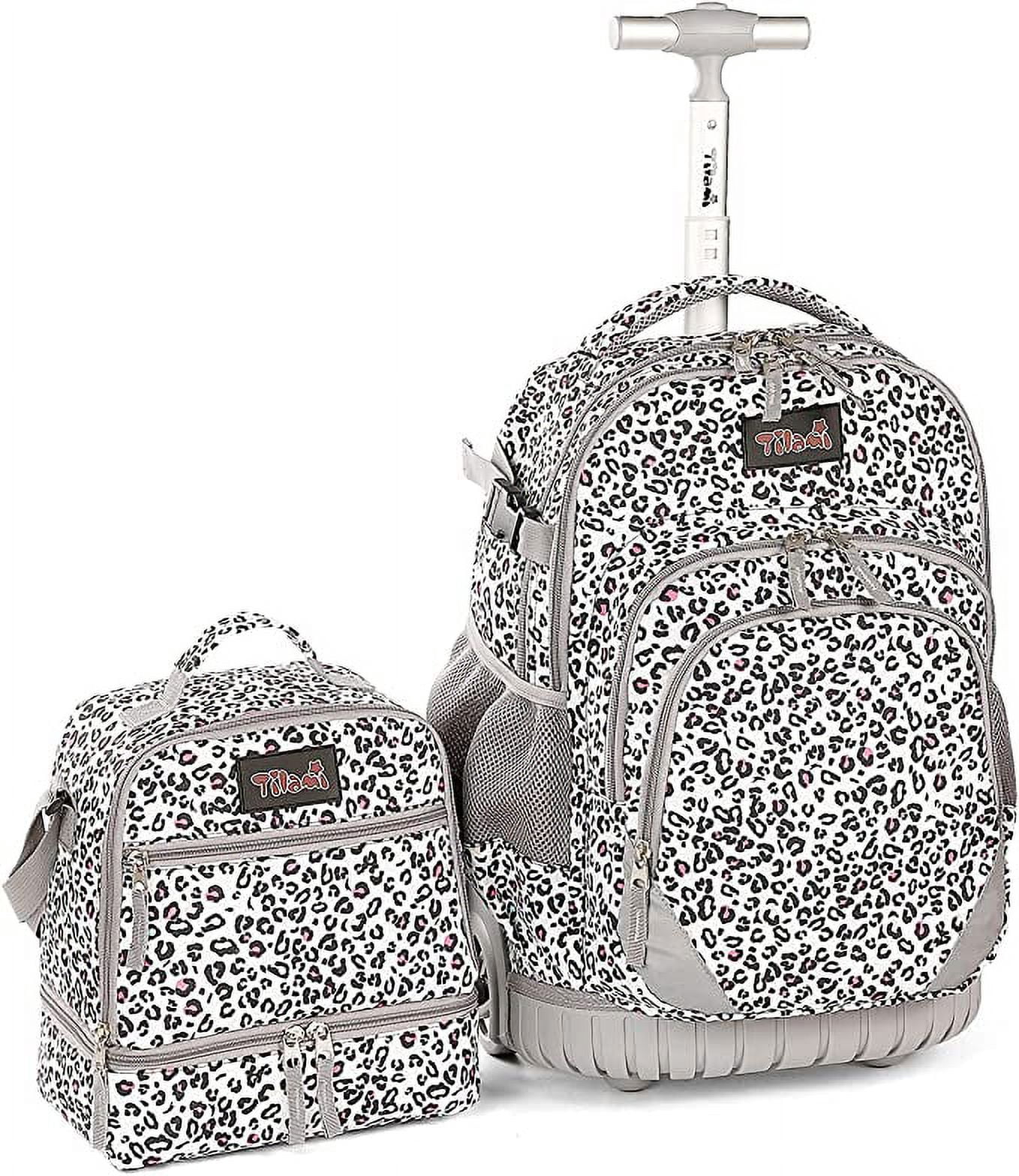 Tilami 19 inch Rolling Backpack with Lunch Bag, Wheeled School Book ...