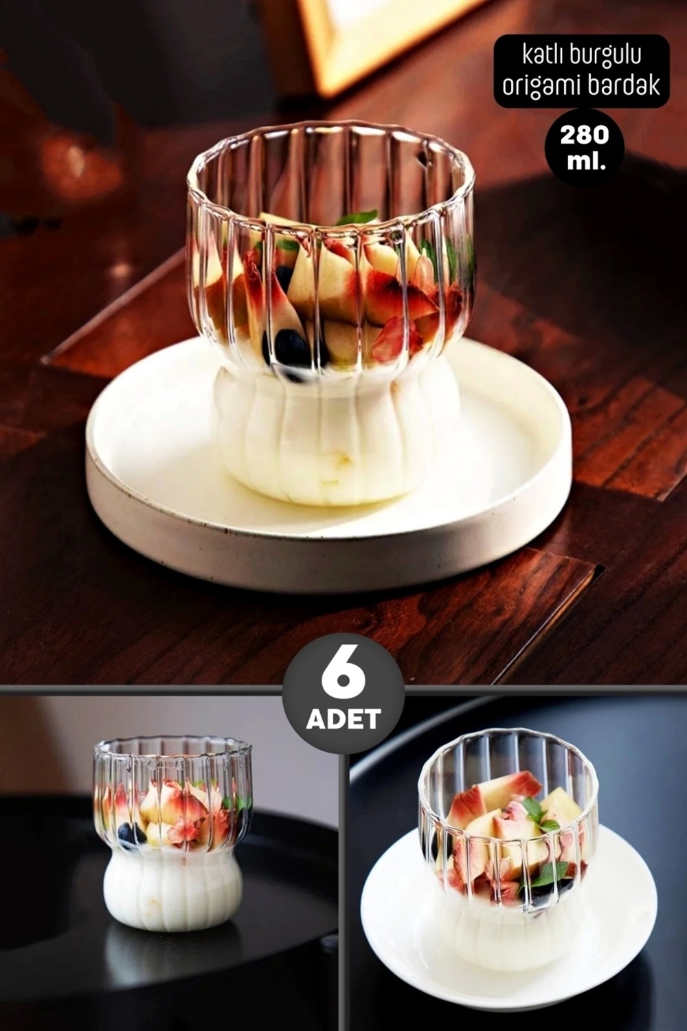 Tilbe Home 6-Layer Striped Twist Glass Coffee Presentation Cocktail ...