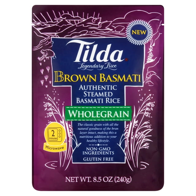 Tilda Wholegrain Brown Basmati Authentic Steamed Rice, 8.5 oz - Walmart.com