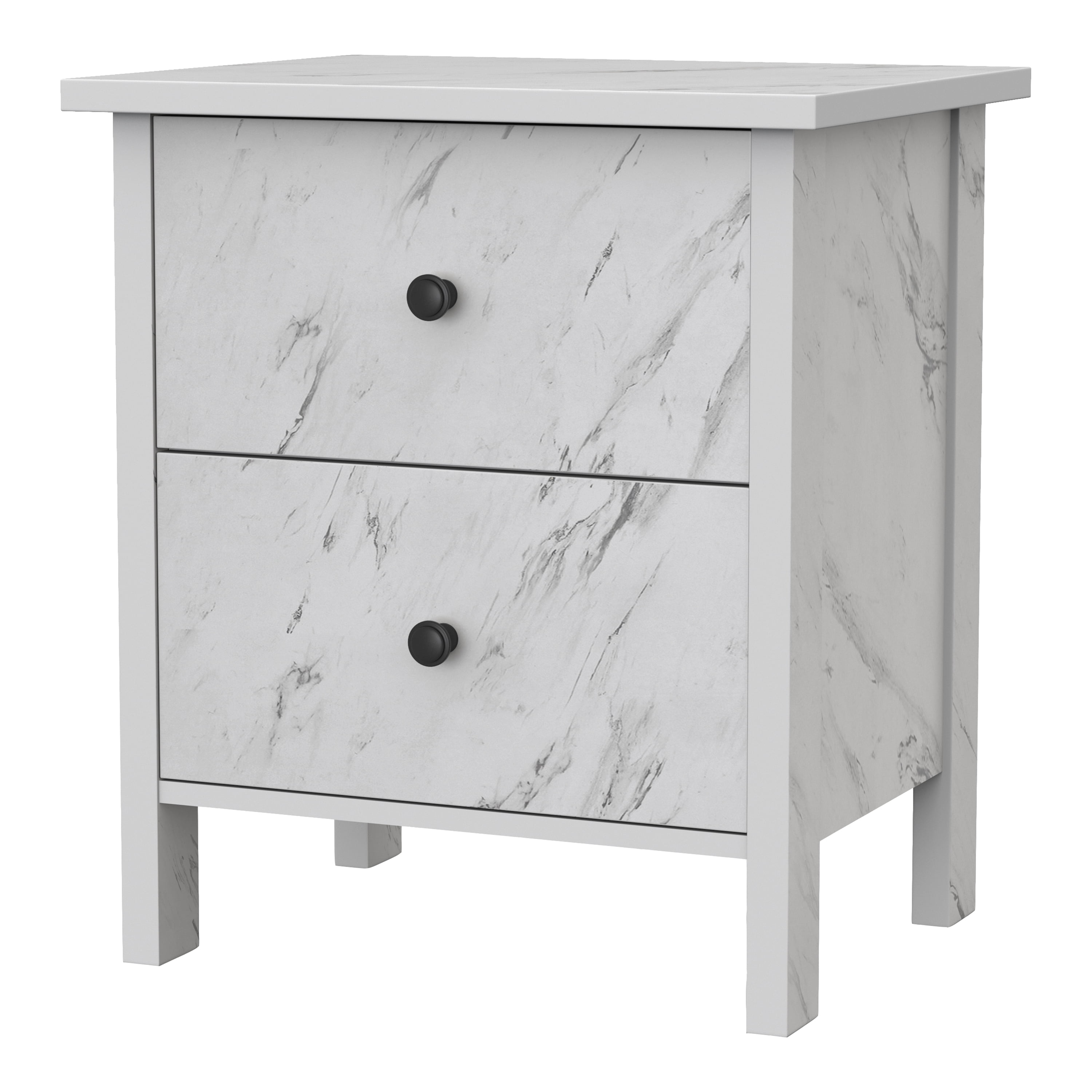Tilde Indoor 2-Drawer Wood White Marble Nightstand for Bedroom by ...