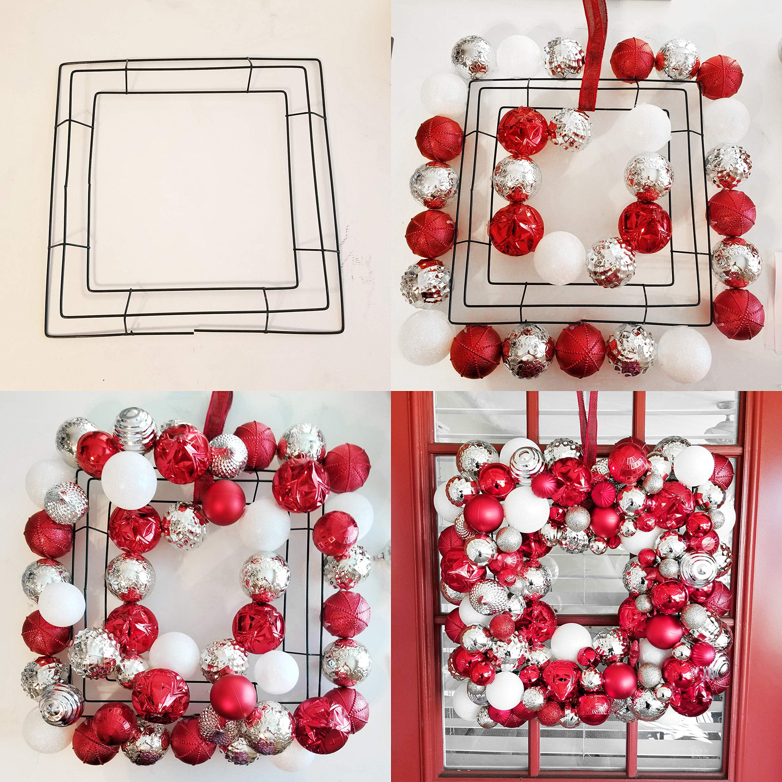 Tilde Party Square Metal Wire Wreath Frame - 14" Green Wall Door Hang ...