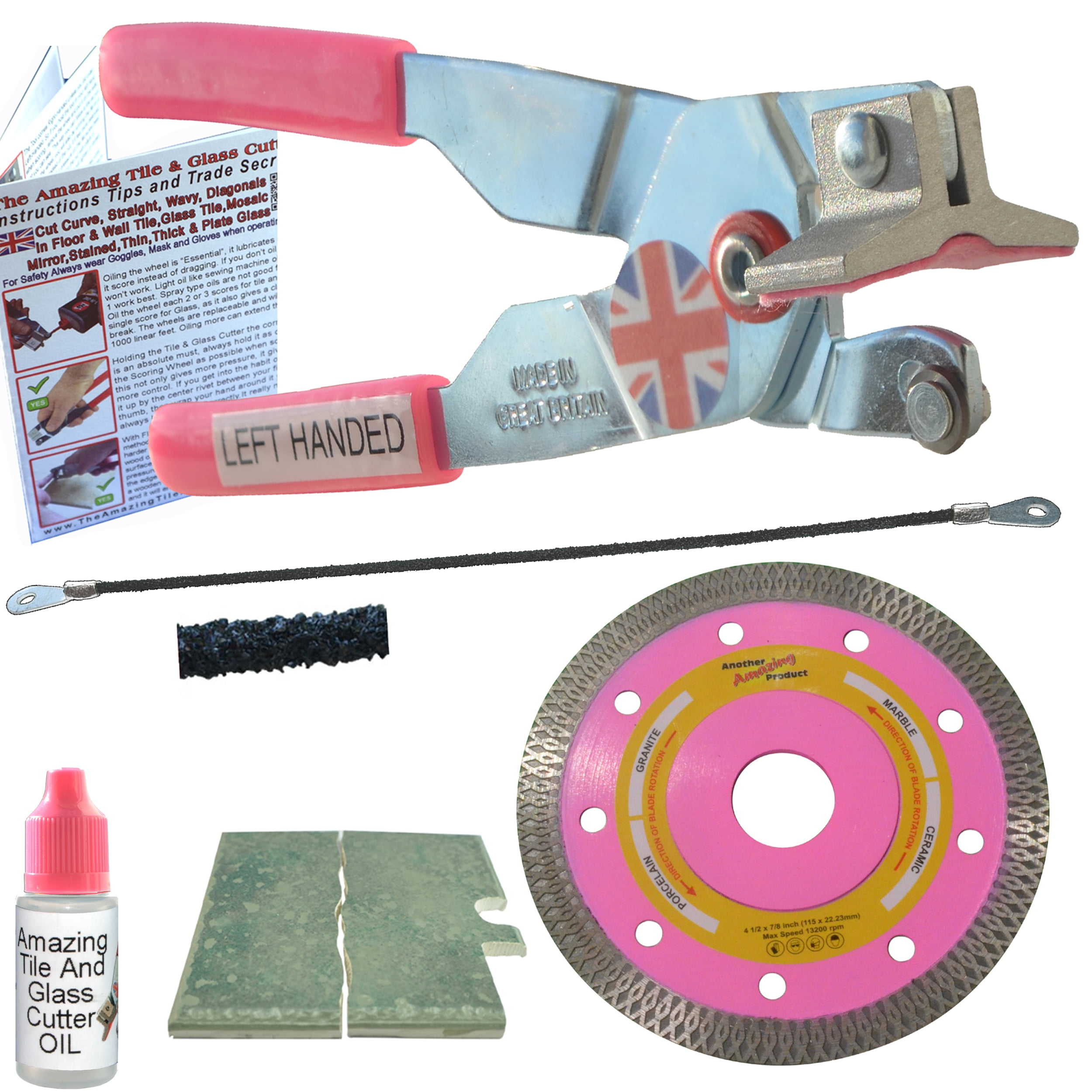 Tile Cutter Hand Tools Kit 1 Left Handed Tile Cutter 4 1/2 in Thin ...