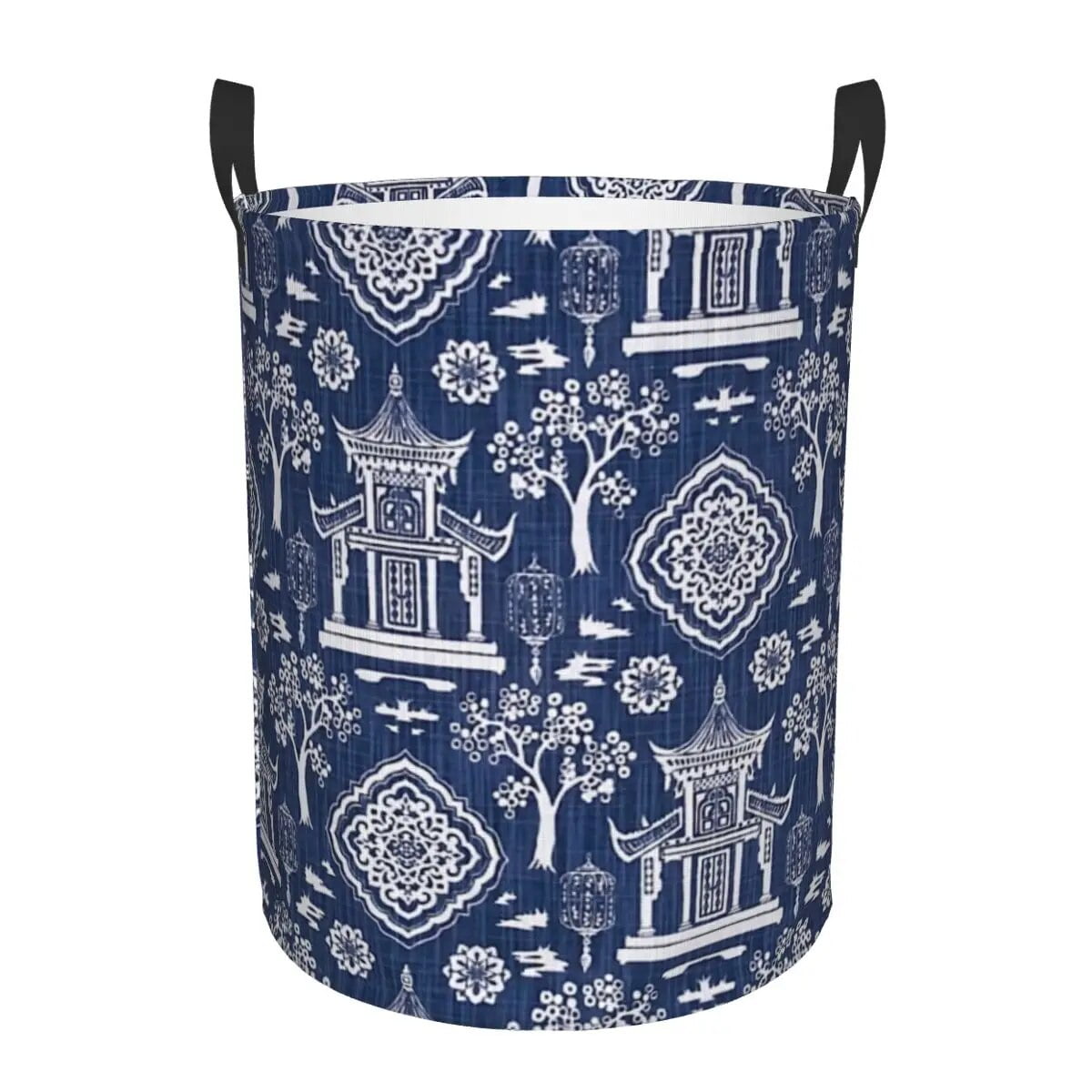 Tile Delft Blue Flowers Fruit Laundry Basket Collapsible Antique ...