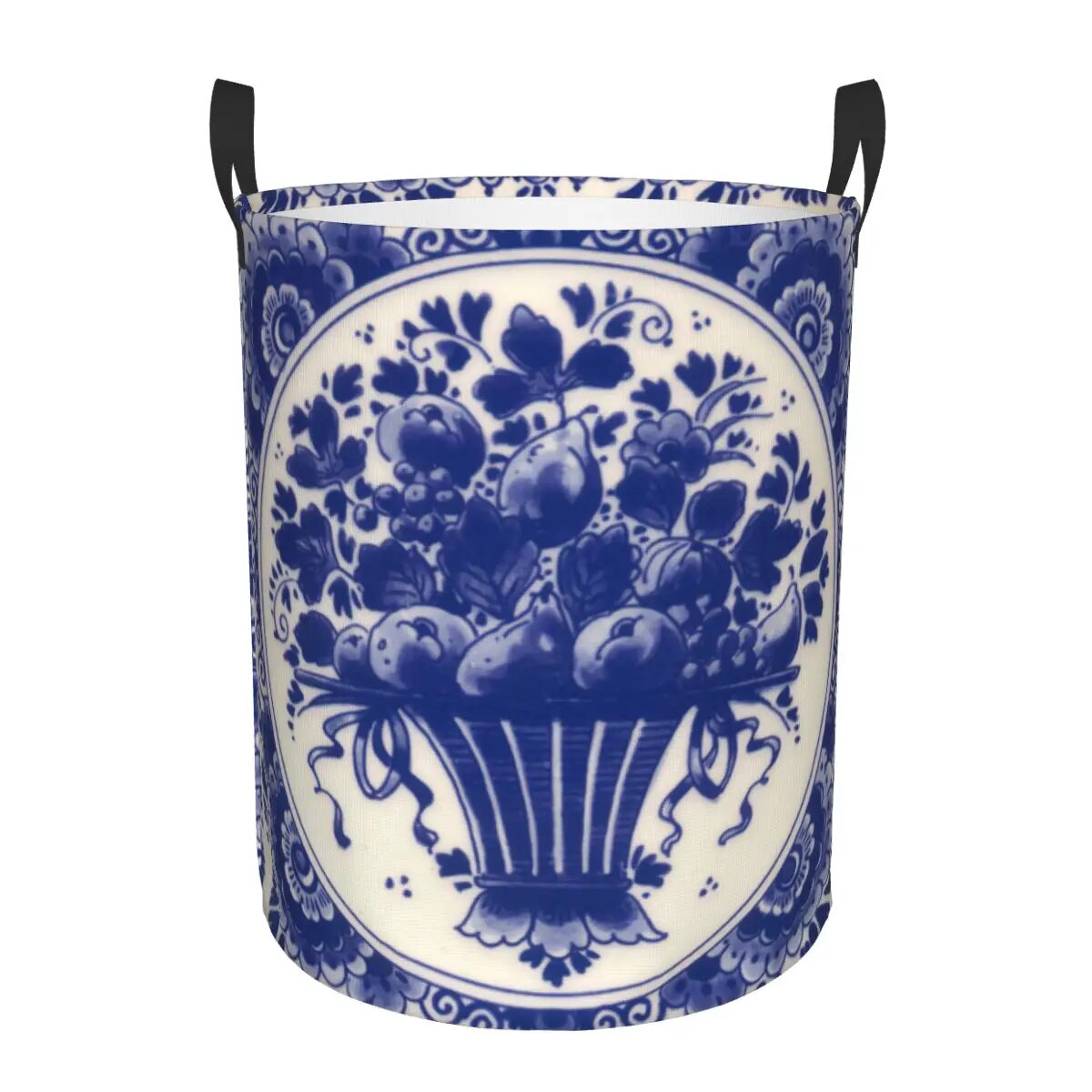 Tile Delft Blue Flowers Fruit Laundry Basket Collapsible Antique ...
