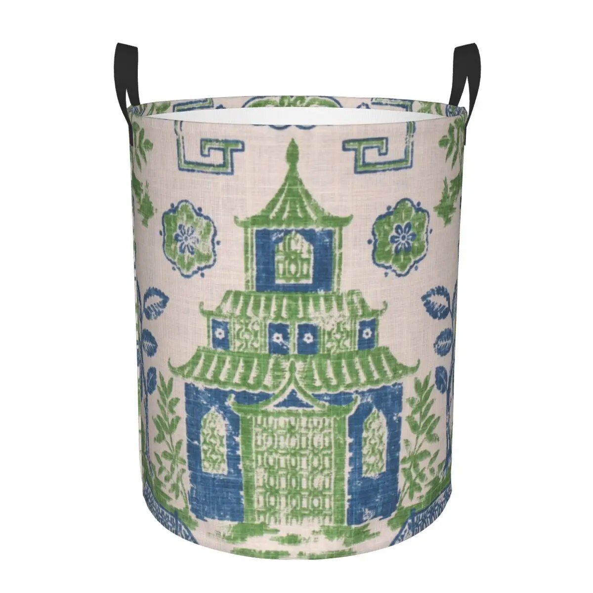 Tile Delft Blue Flowers Fruit Laundry Basket Collapsible Antique ...