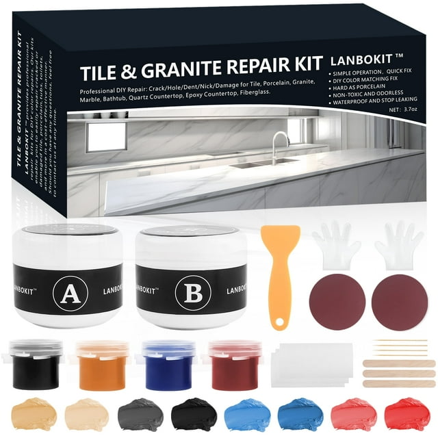 Tile and Fiberglass Tub Repair Kit, LANBOKIT Marble and Granite Repair ...
