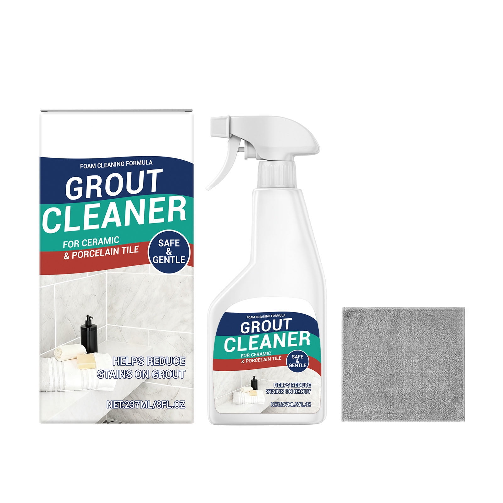 Tile Grout Cleaner Kit with Brush, Gentle Daily Stain Remover for Floor ...