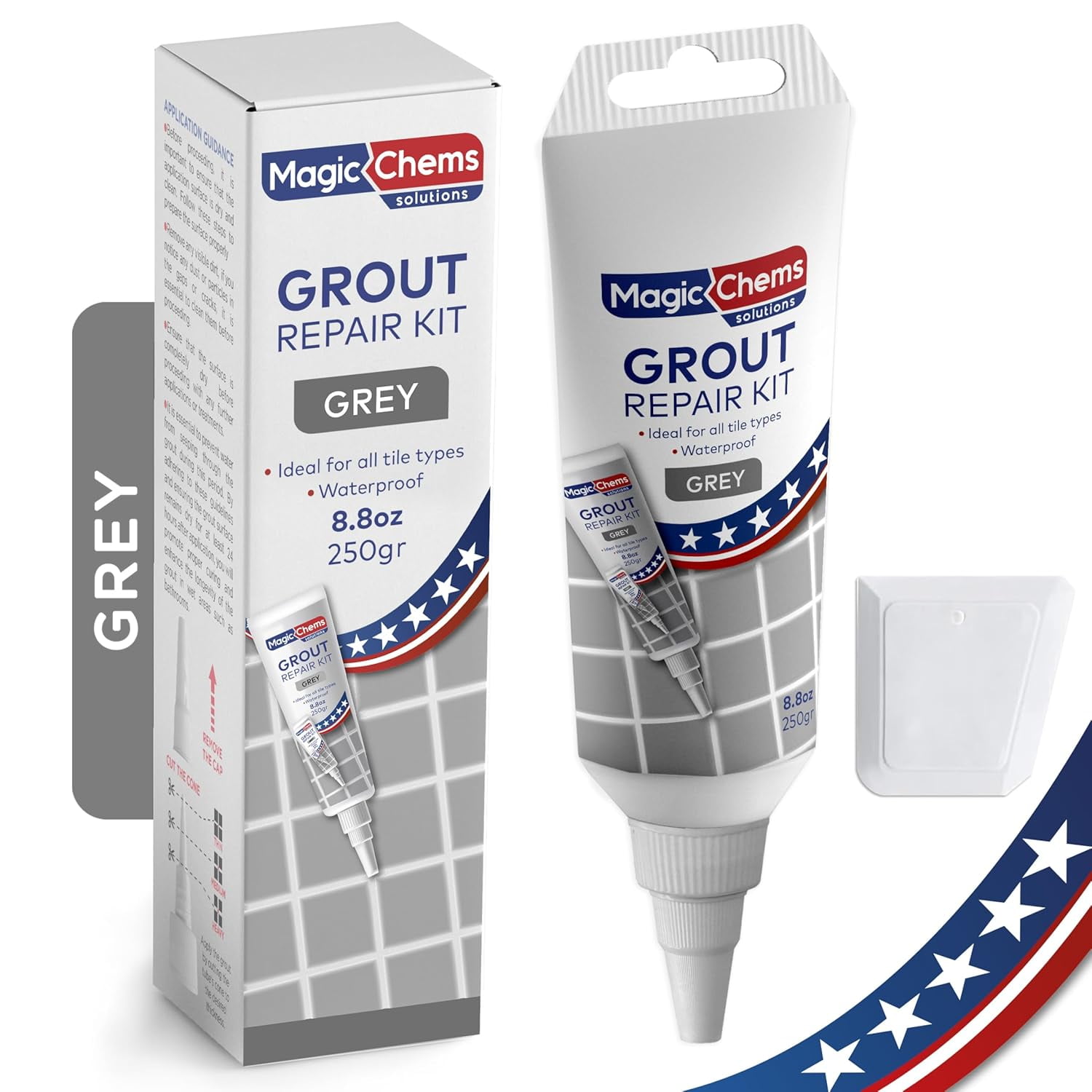 Tile Grout Repair, Grey 8.8 oz/250gr. Fast Drying Grout Repair Kit, Grout Filler Tube Repair Kit ...
