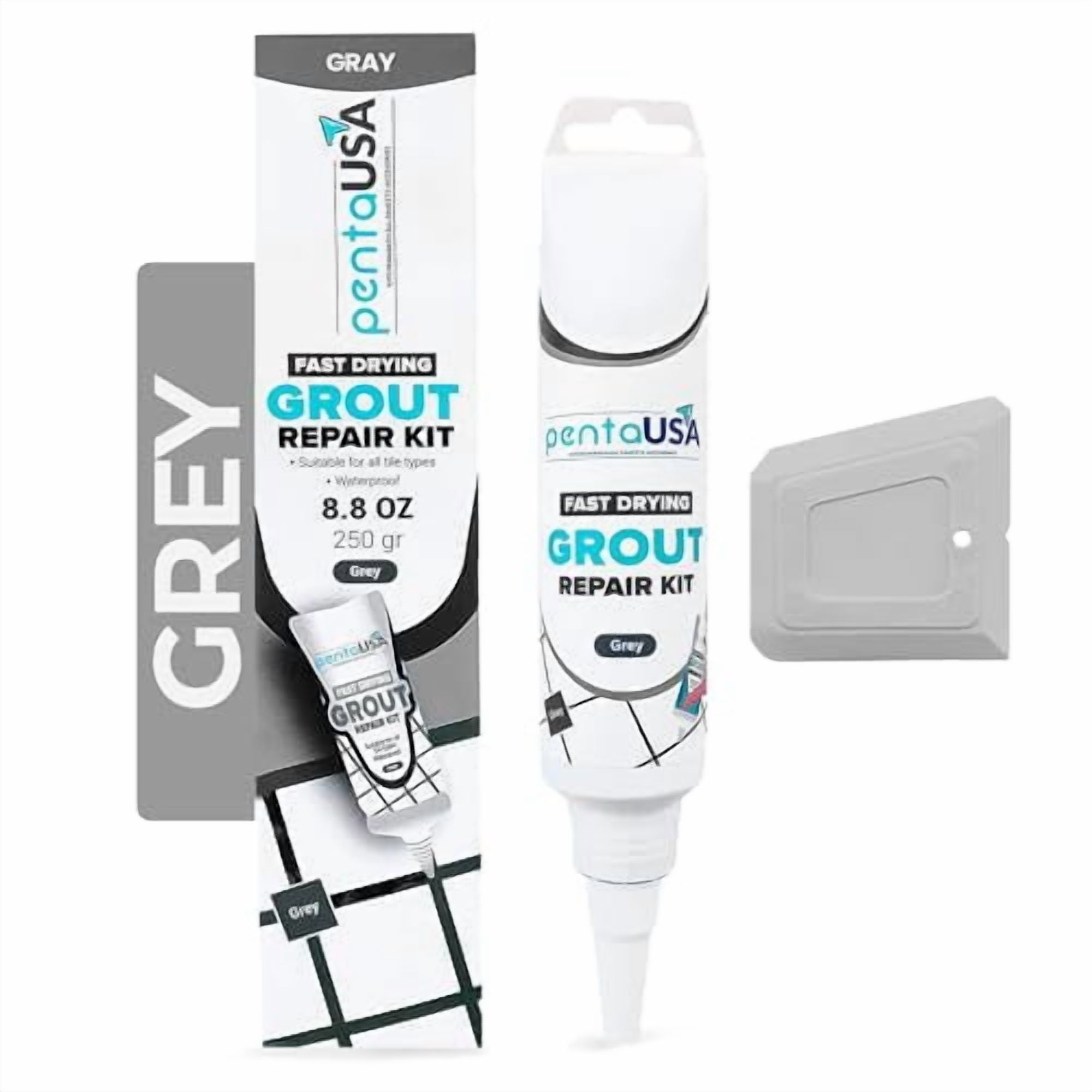 Tile Grout Repair Kit - Grey Grout Filler, Triple Protection, Fast ...