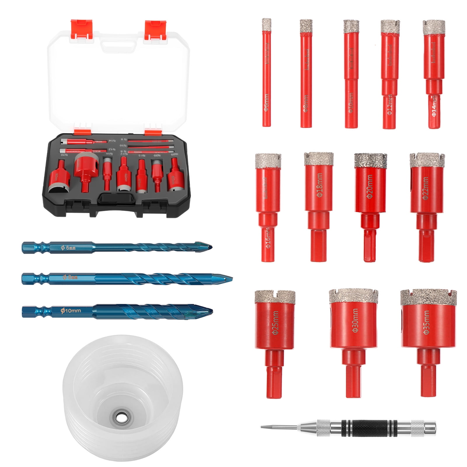 Tile Hole Cutter Set Heat Resistant Wet Dry Dual Use Diamond Milling ...
