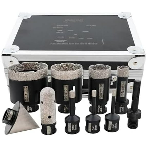 Tile Hole Kit 10-, Core Drill Bits Set 6/6/8/19/35/51/65mm+20mm Finger ...