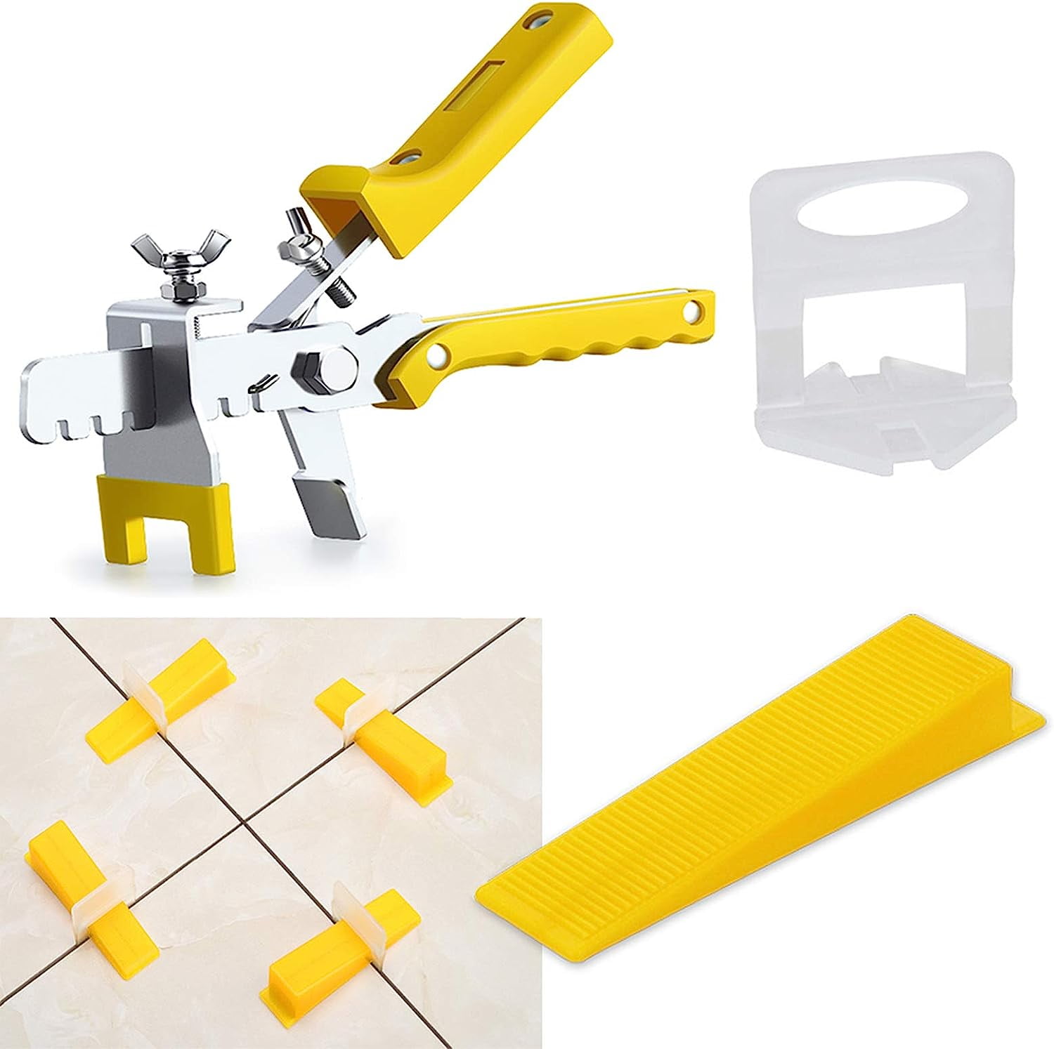 Tile Leveling Systems - 300 1/8 in. Leveling Clips and 100 pcs Yellow ...