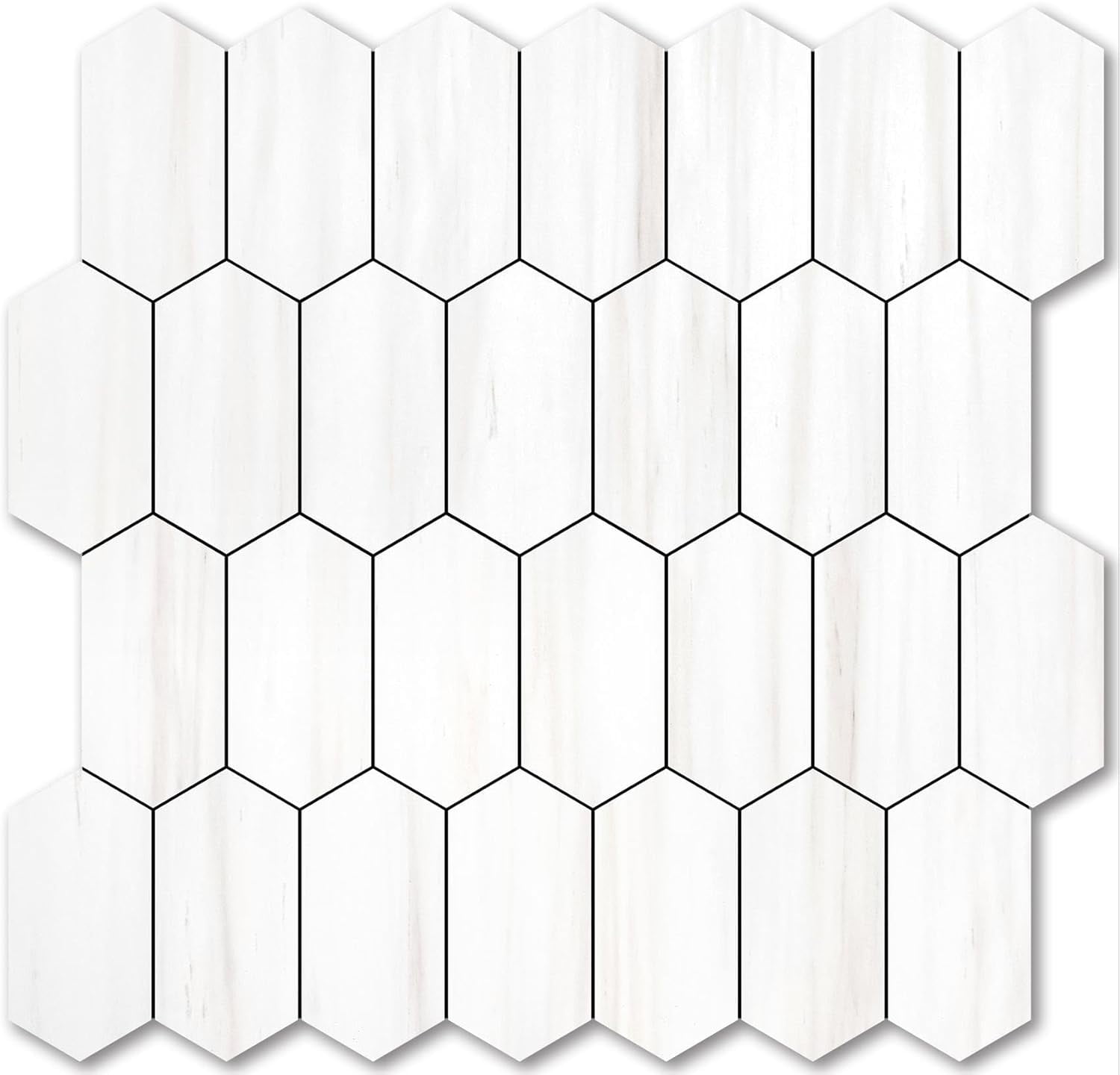 Tile Long Hexagon Peel and Stick Backsplash Tile - 10 Sheets Stick on ...