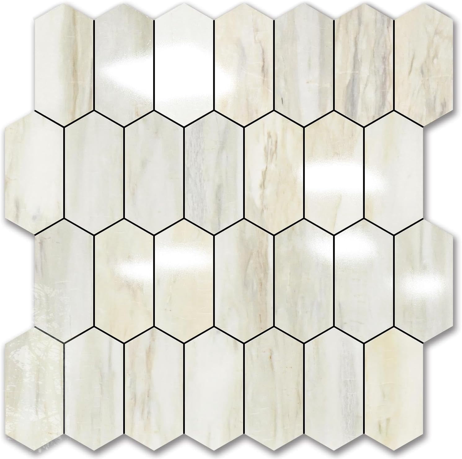 Tile Long Hexagon Peel and Stick Backsplash Tile - 10 Sheets Stick on ...