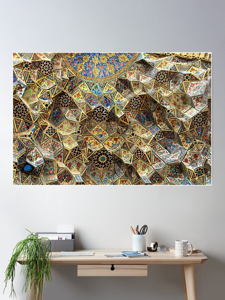 Tile Mosaic Ceiling Entrance Door, Nasir-Al-Molk Mosque, Shiraz Poster ...