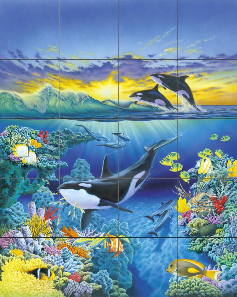 Tile Mural Bathroom Backsplash - Living Ocean - by Robin Koni - Walmart.com